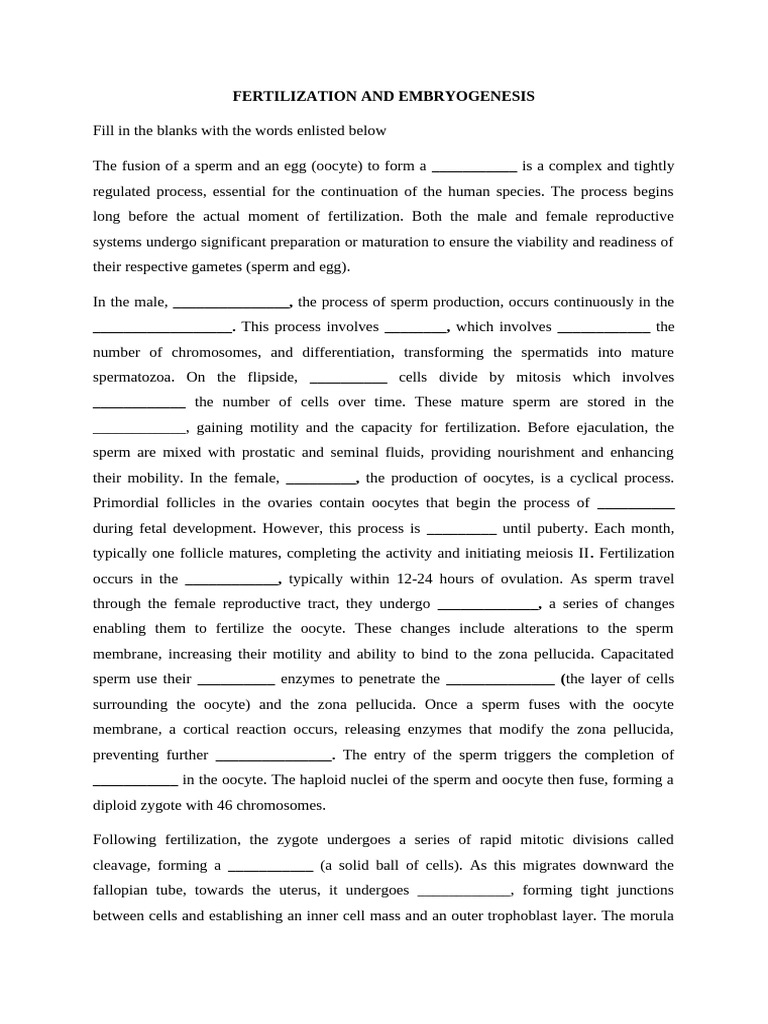 Fertilization and Embryogenesis | PDF | Fertilisation | Sperm