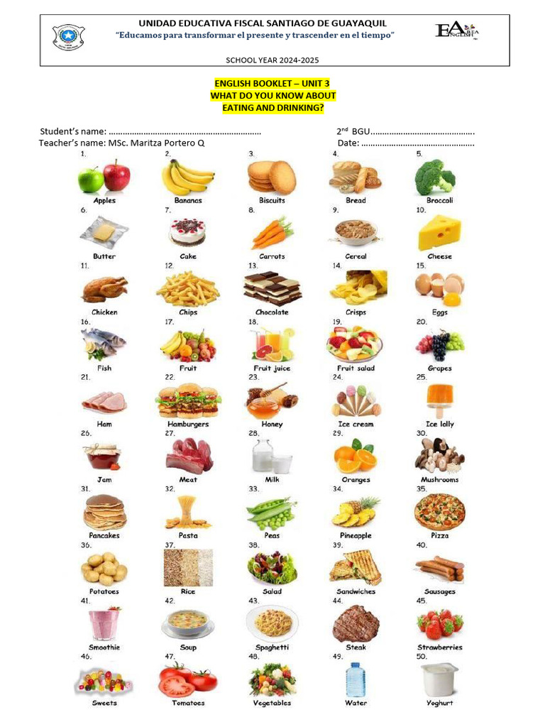 2nd BGU BOOKLET UNIT - 3 - 4 PORTERO | PDF | Foods