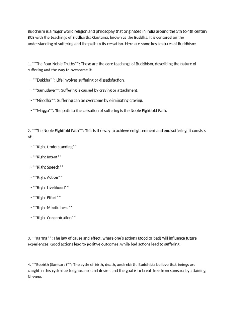 Key Concepts of Buddhism Explained | PDF | Noble Eightfold Path | Four ...