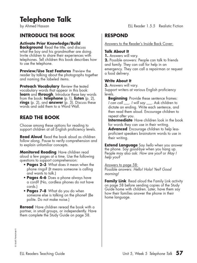 Telephone Talk (Realistic Fiction) | PDF | Psycholinguistics | Learning