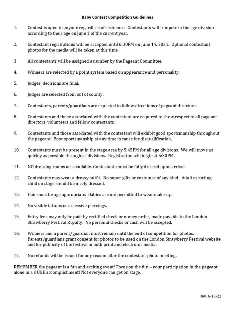 Baby Contest Guidelines 2021 | PDF