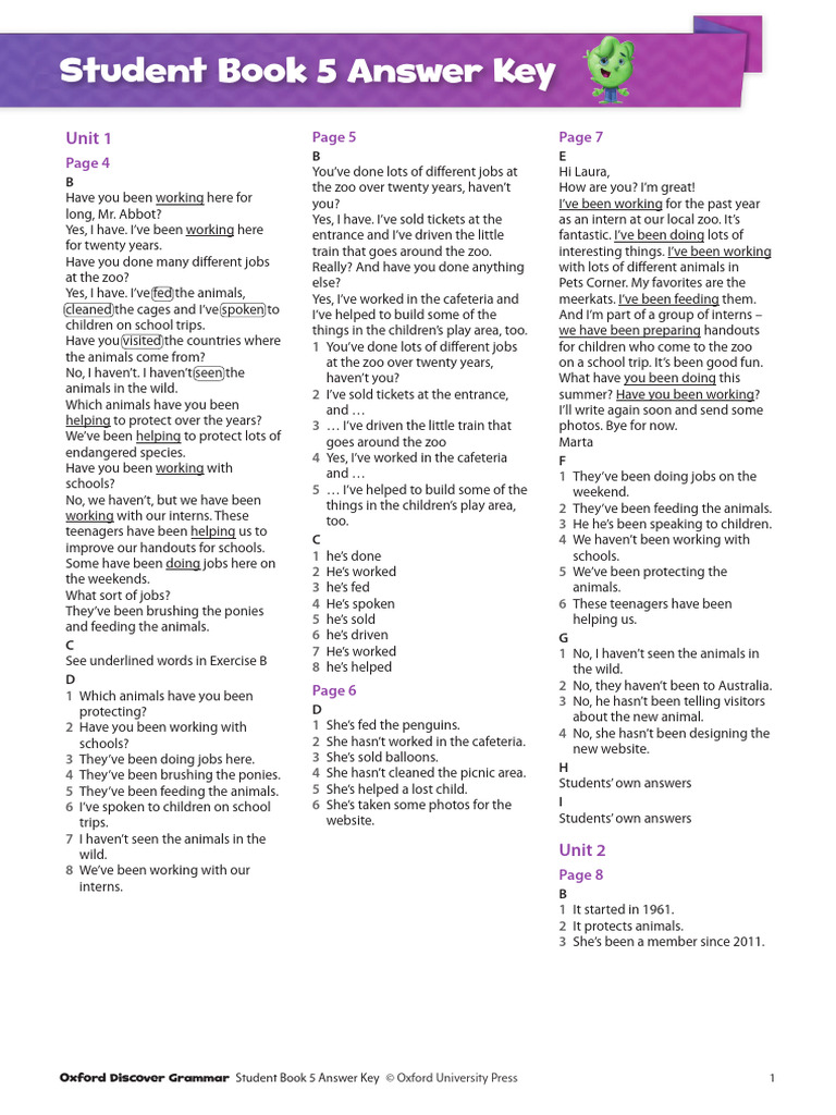 Ammar SB5 Answer - Key | PDF | Zoo