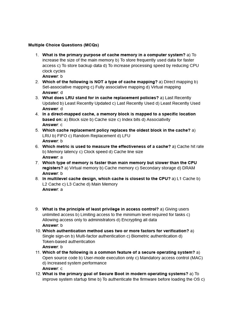 SD Questions Term 2 | PDF | Cpu Cache | Computer Data Storage