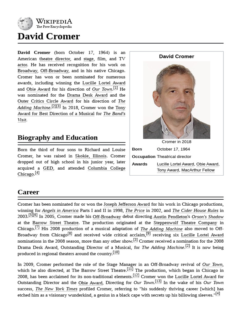 David_Cromer | PDF | Theatre | Touring Theatre