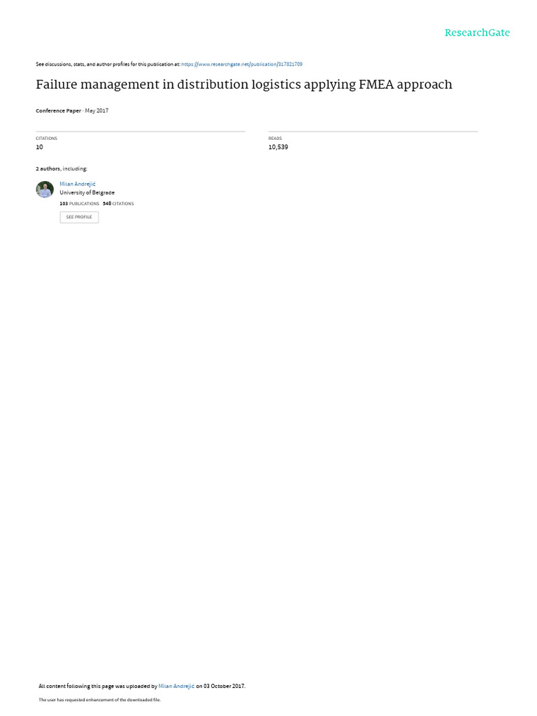 Failure Management in Distribution Logistics Applying FMEA Approach ...