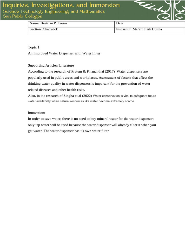 Water Dispenser | PDF