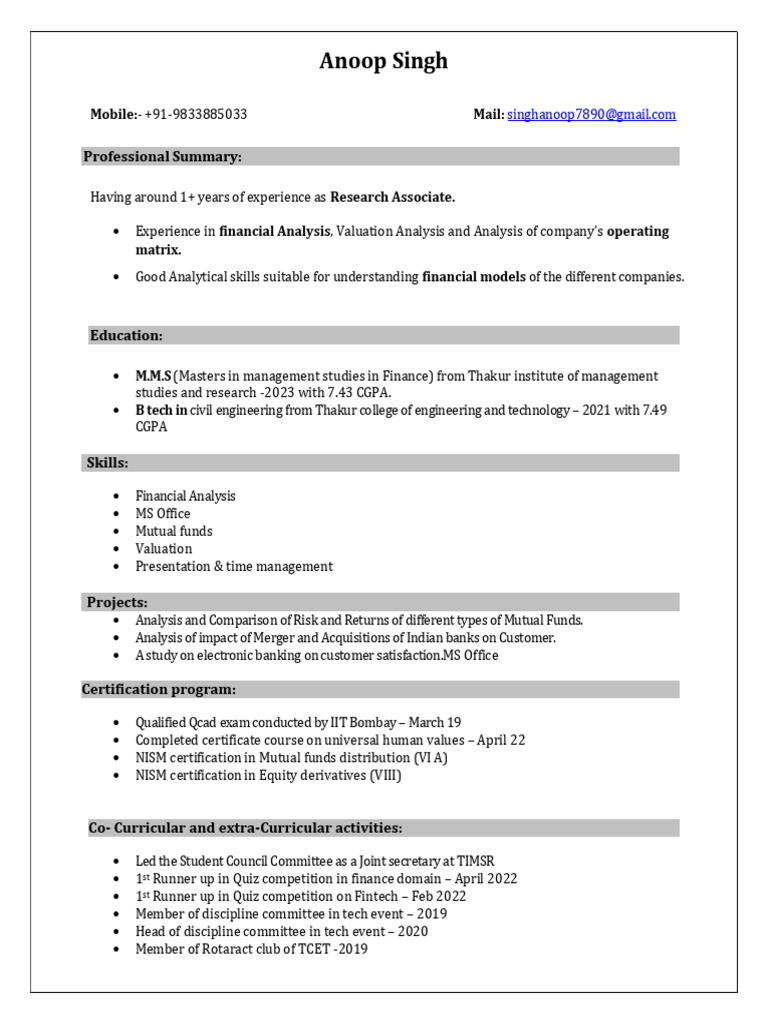 Anoop Resume | PDF | Business