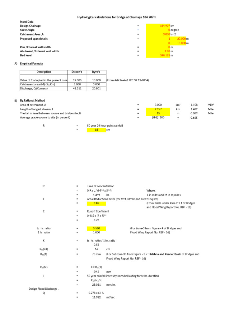Sample Bridge Hydrology | PDF | Discharge (Hydrology) | Flood