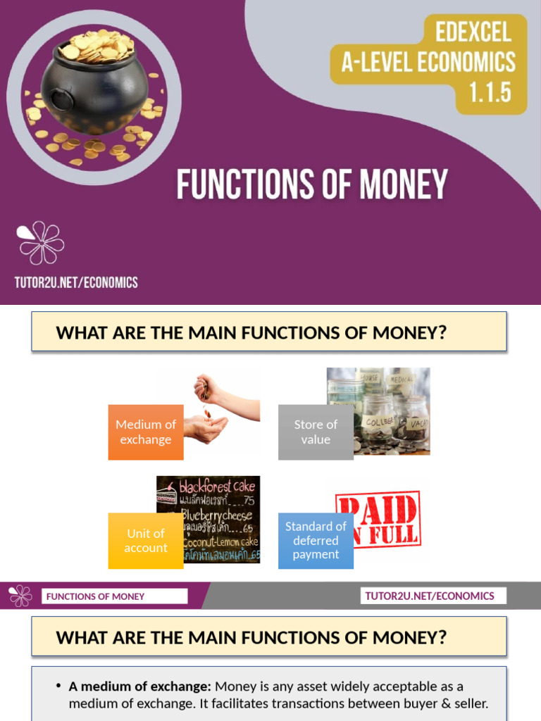 1 1 5 Functions of Money | PDF | Money | Medium Of Exchange