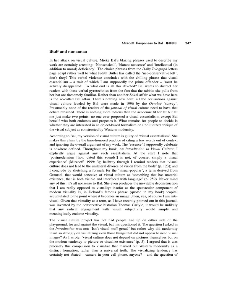 Mirzoeff, Nicholas (2003) - Responses To Mieke Bal's 'Visual ...