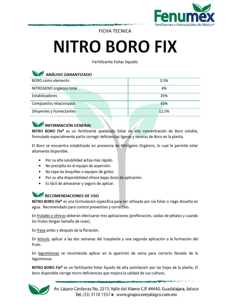 Fertilizante Foliar NITRO BORO Fix® | PDF | Fertilizante | Boro