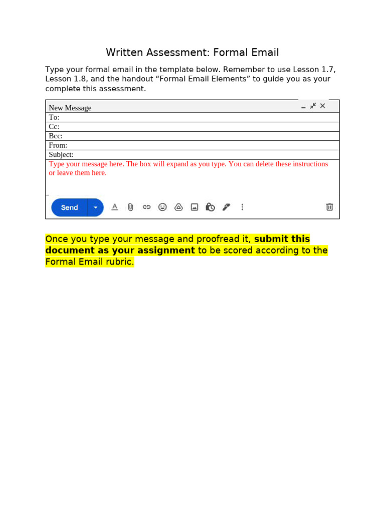 Written Assessment Formal Email | PDF
