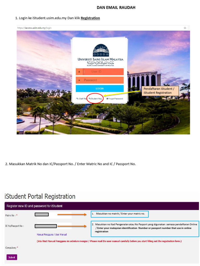 Manual Pendaftaran Istudent Dan Raudah | PDF