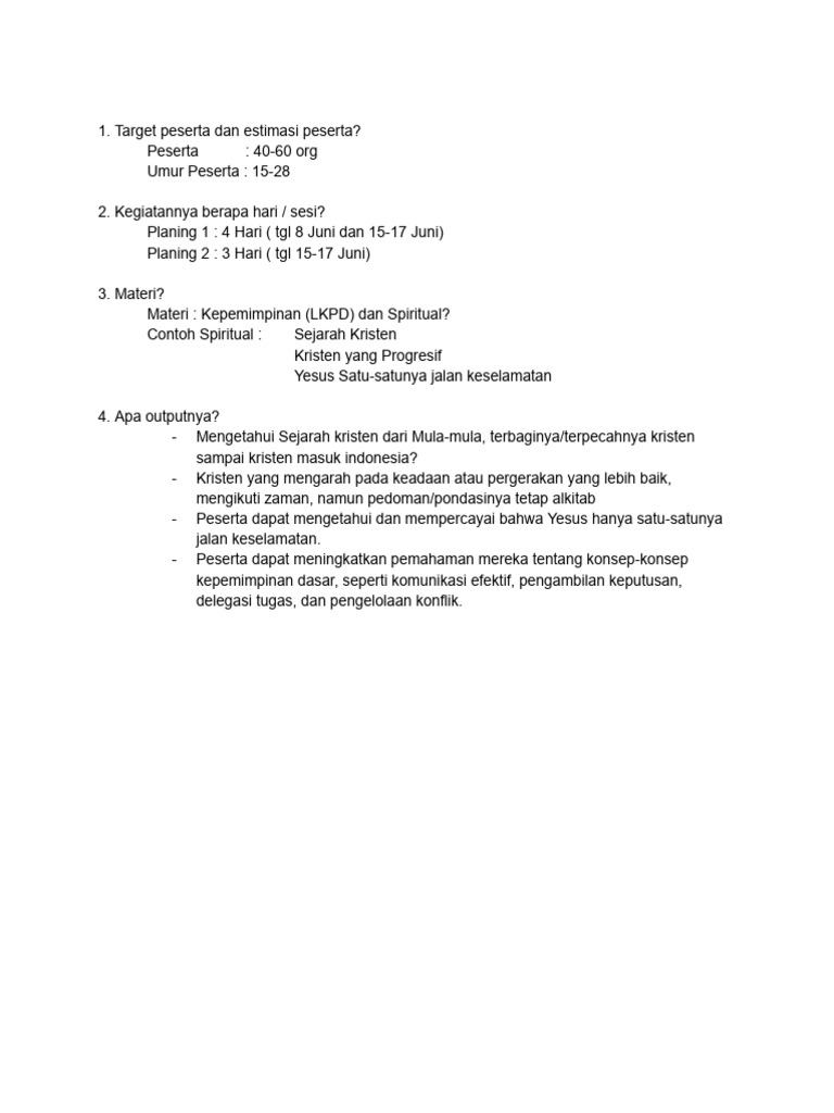 PERSIAPAN MATERI GATHERING PPGT JGP | PDF