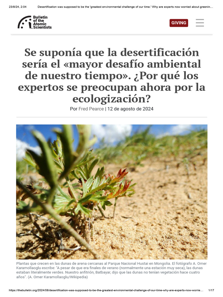 Desertification was supposed to be the 'greatest environmental ...