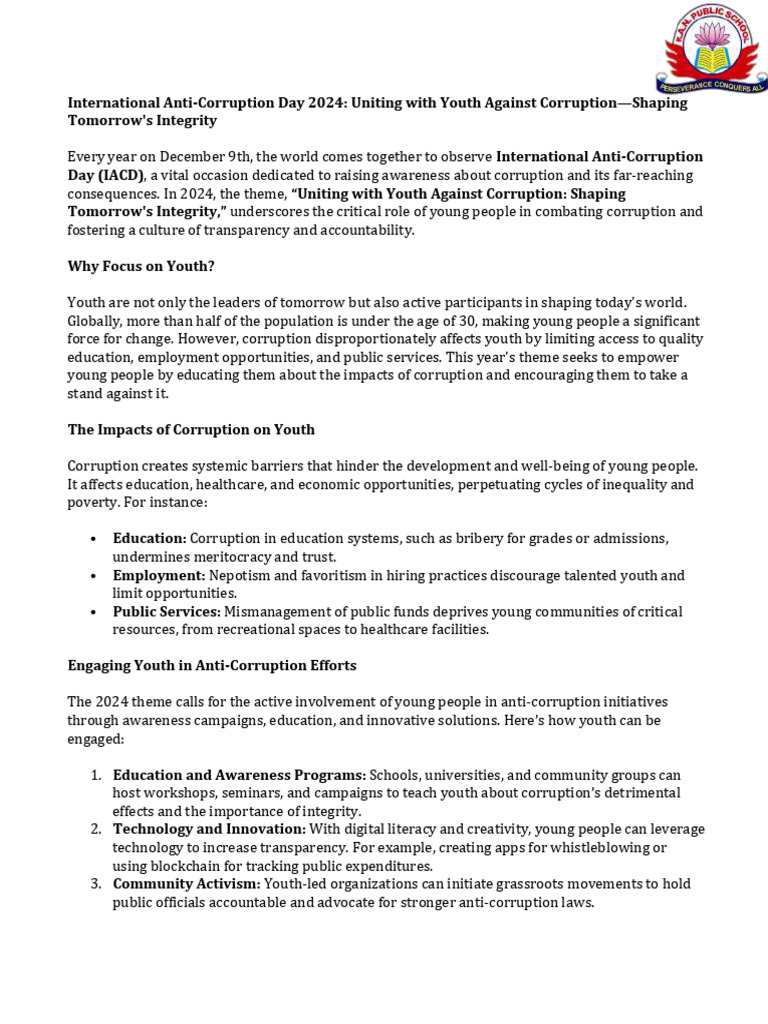 Youth Empowerment Against Corruption | PDF | Corruption | Economies