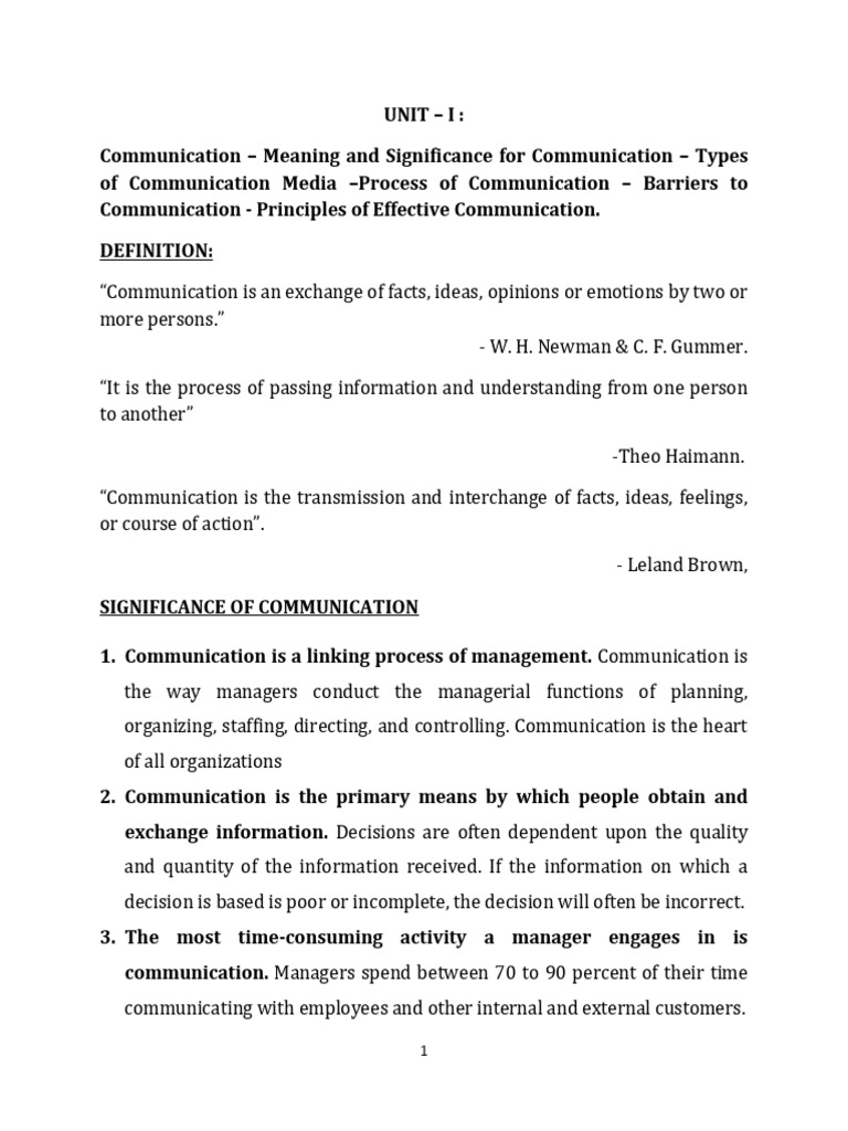 Unit I (Managerial Communication) | PDF | Communication | Nonverbal ...