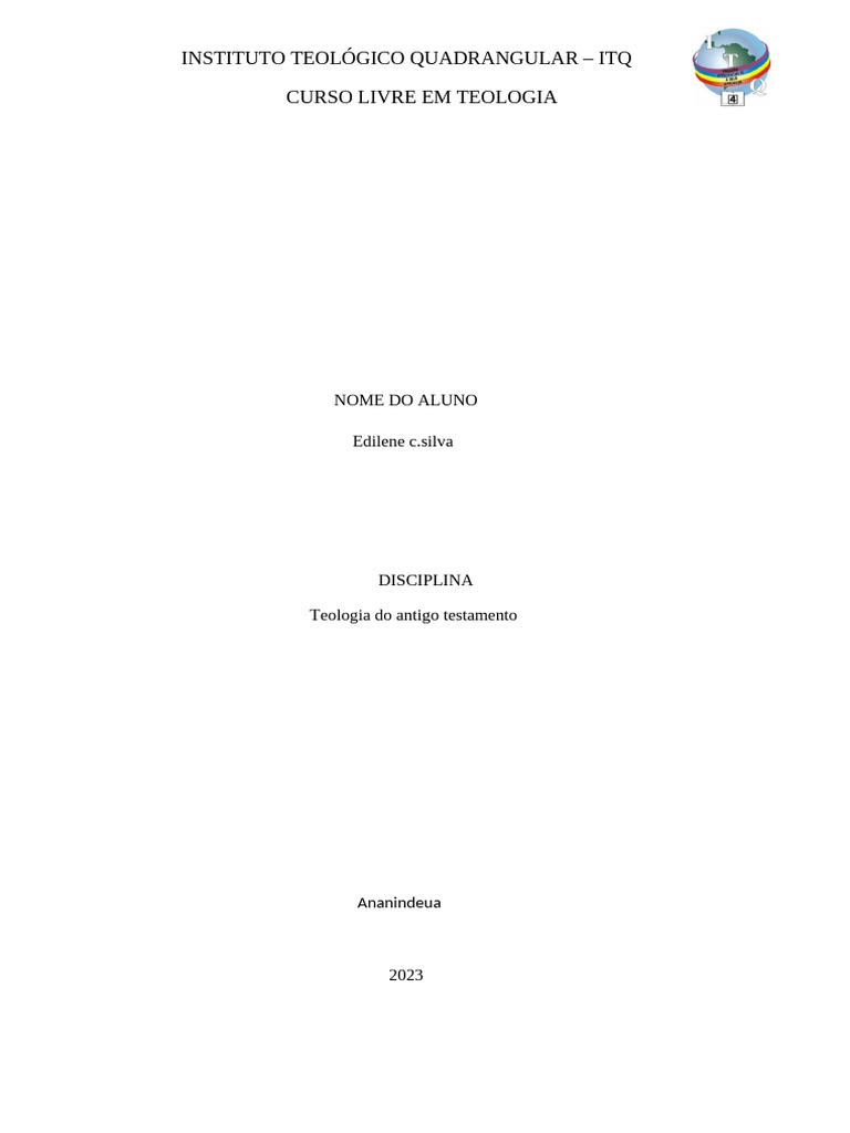 Cópia de Capa Trabalhos e folha de rosto ITQ - Modelo-1 | PDF