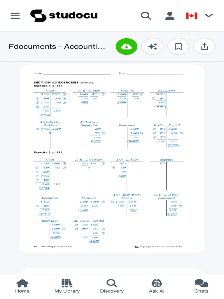 Fdocuments - Accounting Seventh Edition - CHAPTER 4 The Simple Ledger SECTION 4 REVIEW QUESTIONS ...