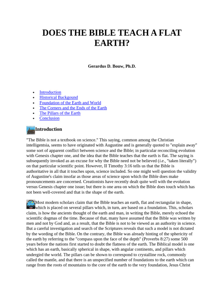Does The Bible Teach A Flat Earth | PDF | Bible | Earth