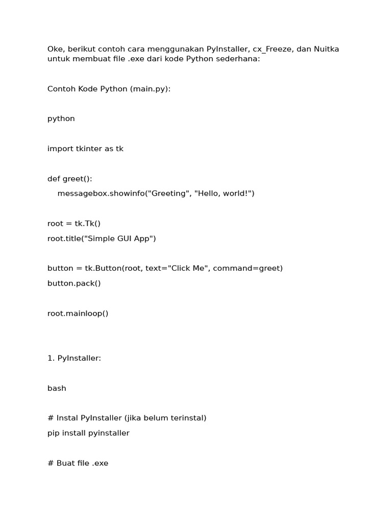 PyInstaller, CX - Freeze, Dan Nuitka | PDF