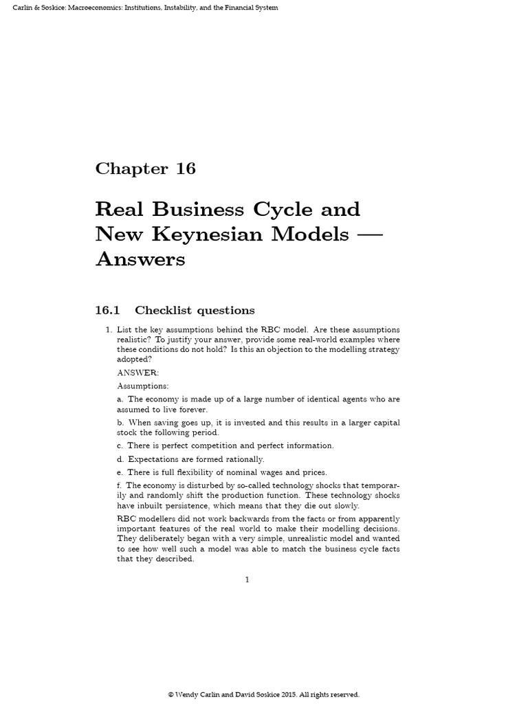 Carlinsoskice Solutions ch16 | PDF | Inflation | New Keynesian Economics