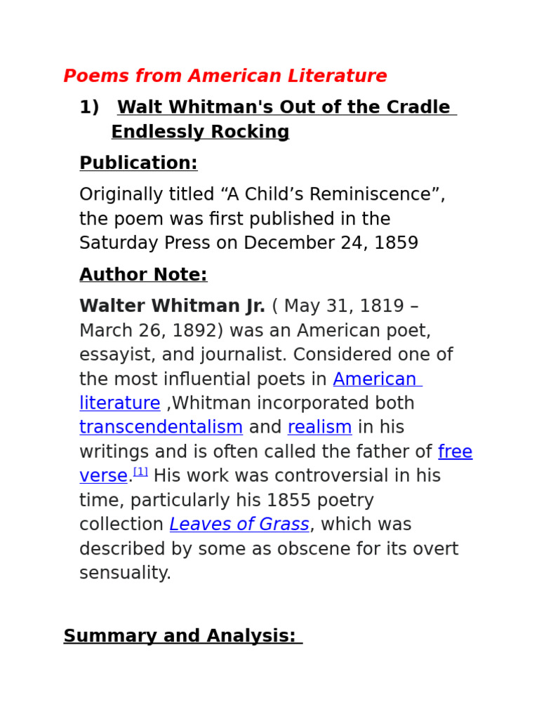 American Literature Poems | PDF | Sylvia Plath | Emily Dickinson