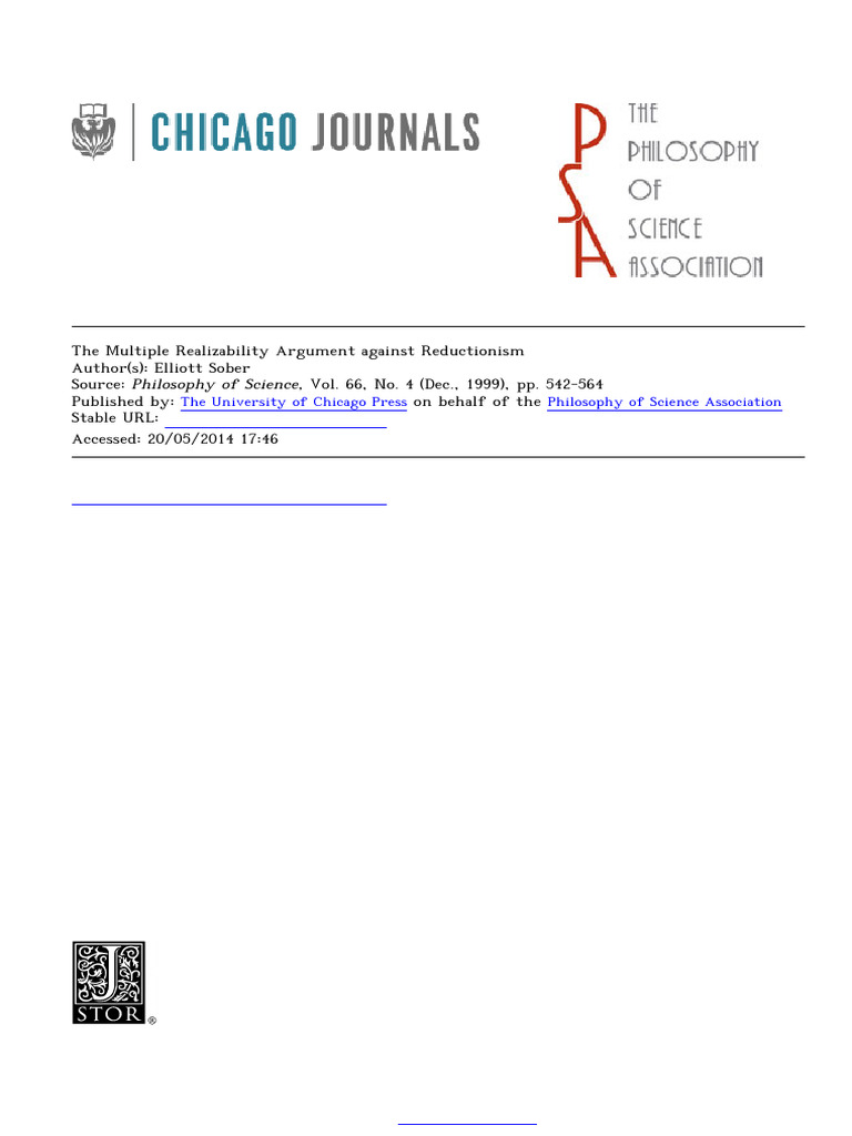 The Multiple Realizability Argument Against Reductionism (Philosophy of ...