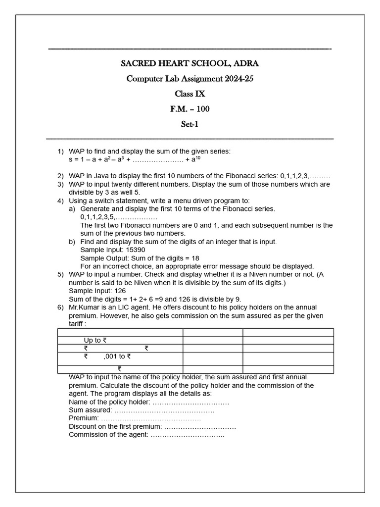 Computer_Lab_Assignment_StdIX_Set1 (2) | PDF | Computer Science | Computing