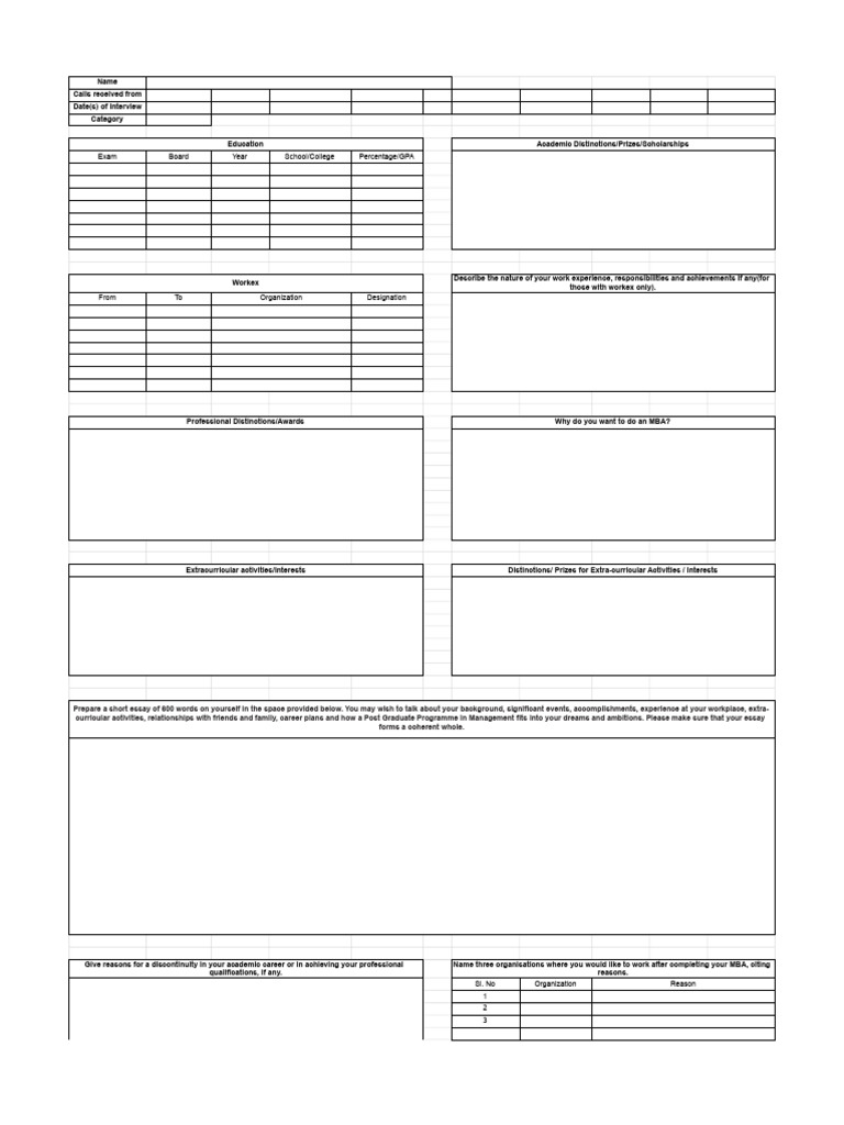 Pre Interview Form - Interview Feedback Form | PDF