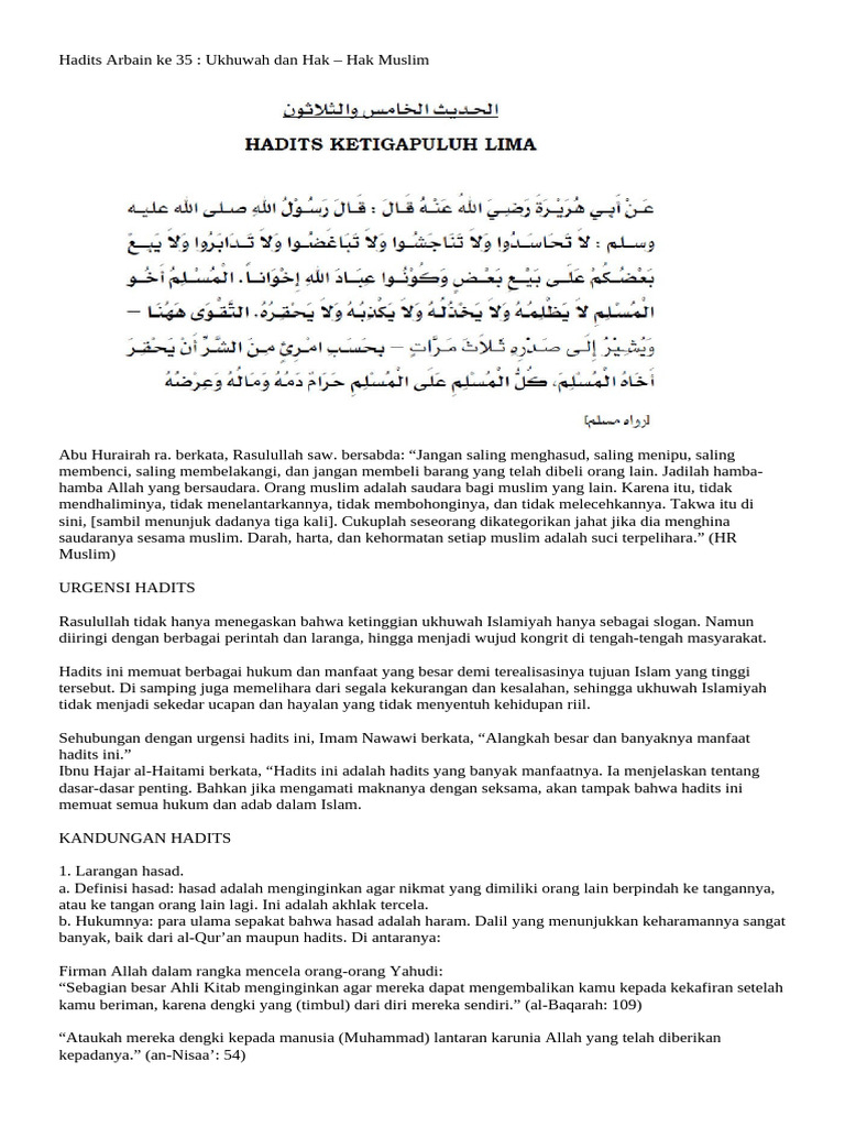 Hadits Arbain ke 35 | PDF