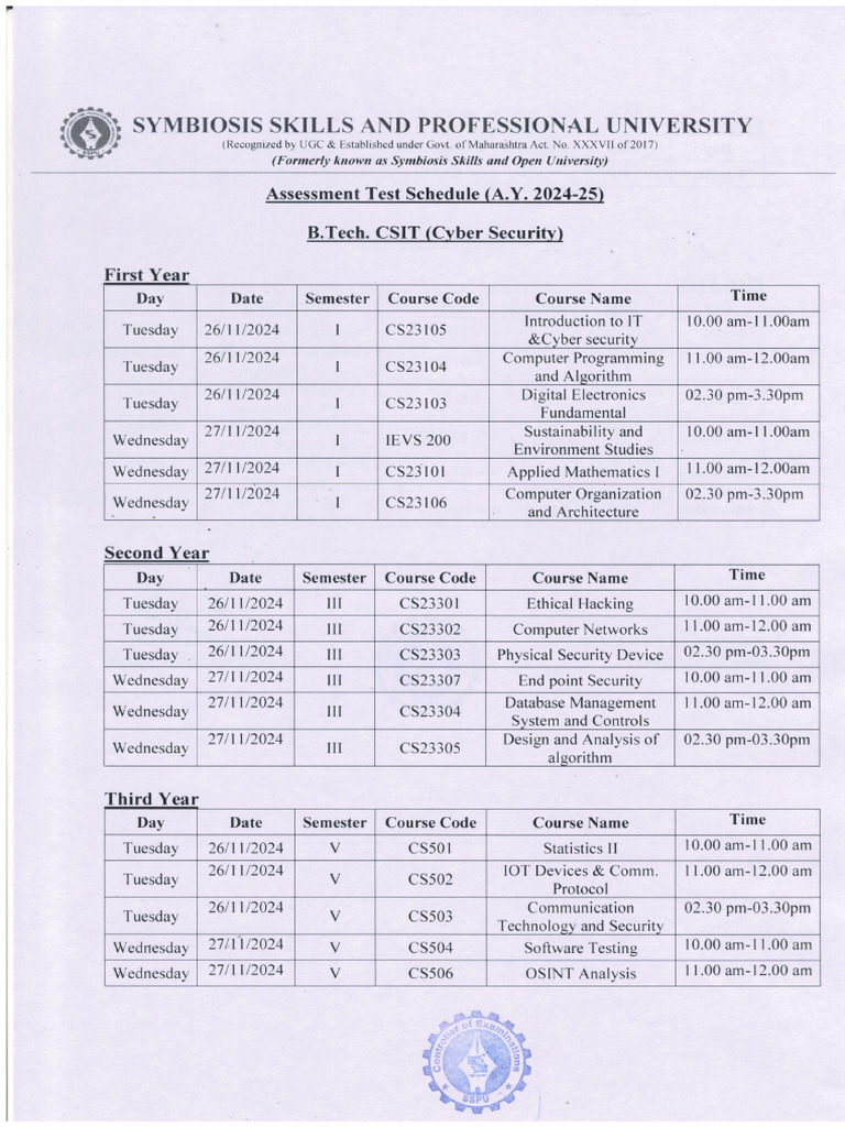 B.Tech CSIT & AI Exam Schedule 2024 | PDF | Artificial Intelligence ...
