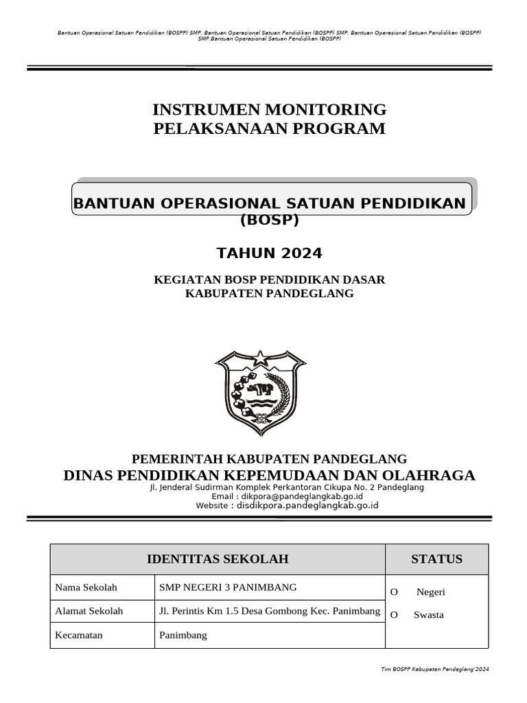 Instrumen Monitoring BOSP SMP | PDF