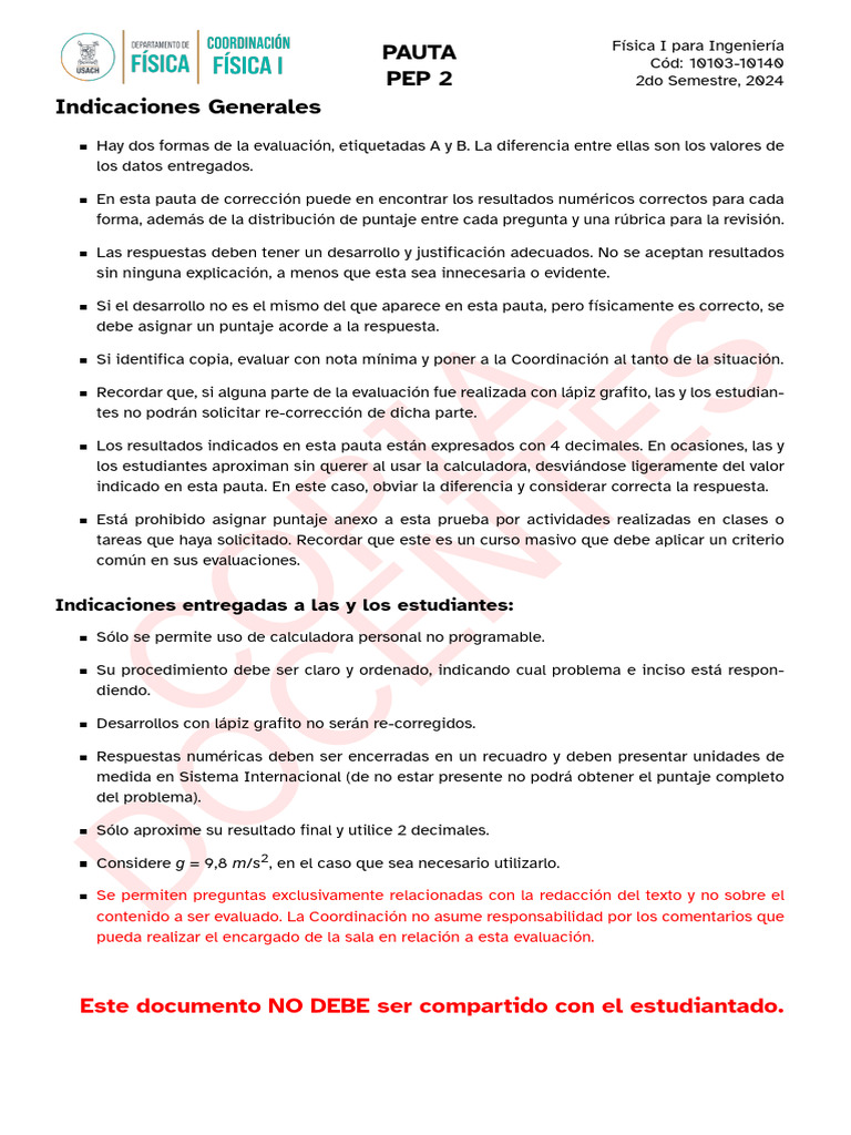 Pauta Pep2 10103-10140 2024-2S V2 | PDF | Fricción | Mecánica