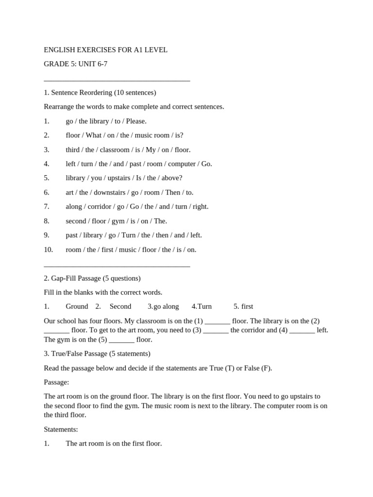 Extra Excercise For Grade 5 | PDF