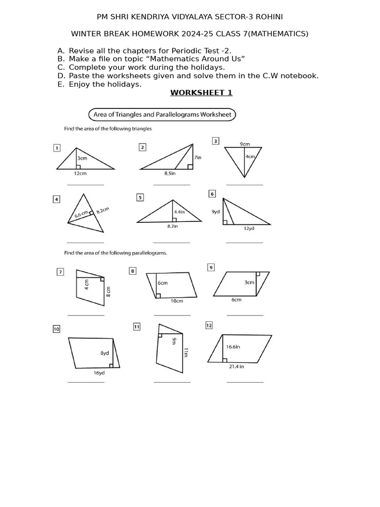 Class7 Winterbreak 2024-25 | PDF