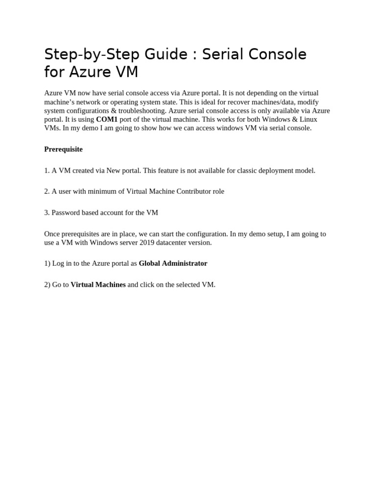 Connect Azure VM Connect Serial Console | PDF | Virtual Machine | Command Line Interface