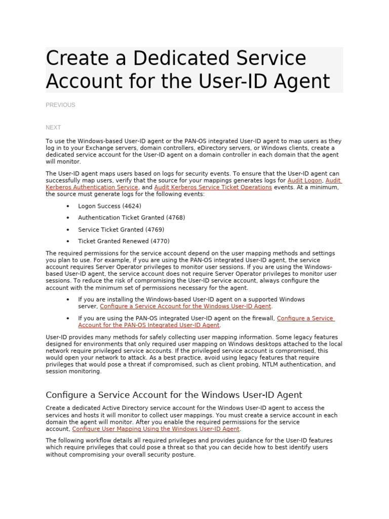Create A Dedicated Service Account For The User | PDF | Group Policy ...