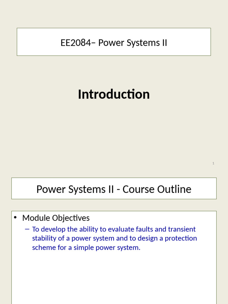 Power Systems II - Course Outline | PDF