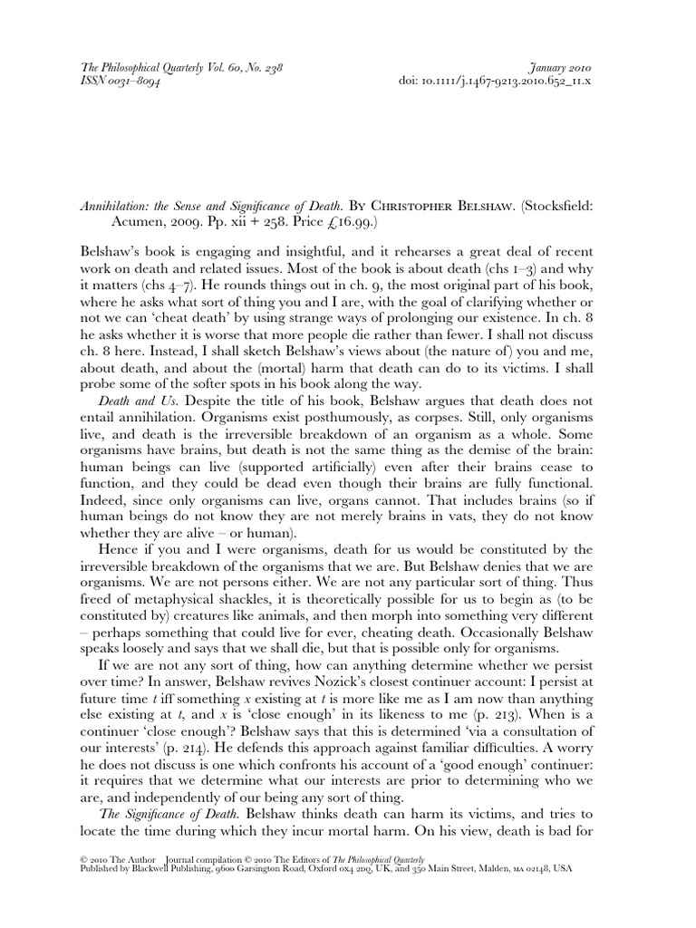 Annihilation_ the Sense and Significance of Death – Christopher Belshaw ...
