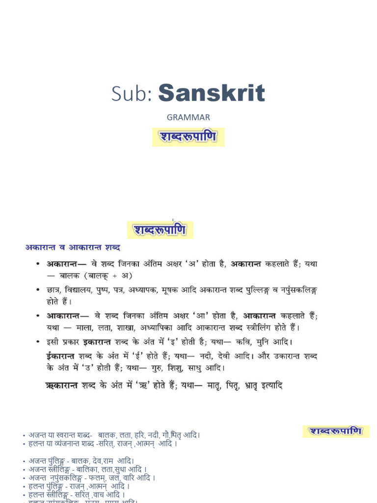 Sanskrit-Grammer - 3 - 3-ShabdaRupani | PDF