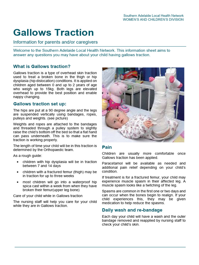 Gallows Traction Consumer Health Information - Paediatrics FMC | PDF ...