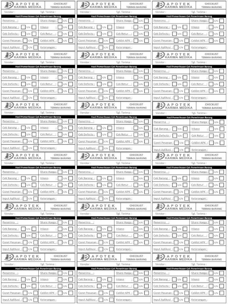 Checklist Terima Barang | PDF