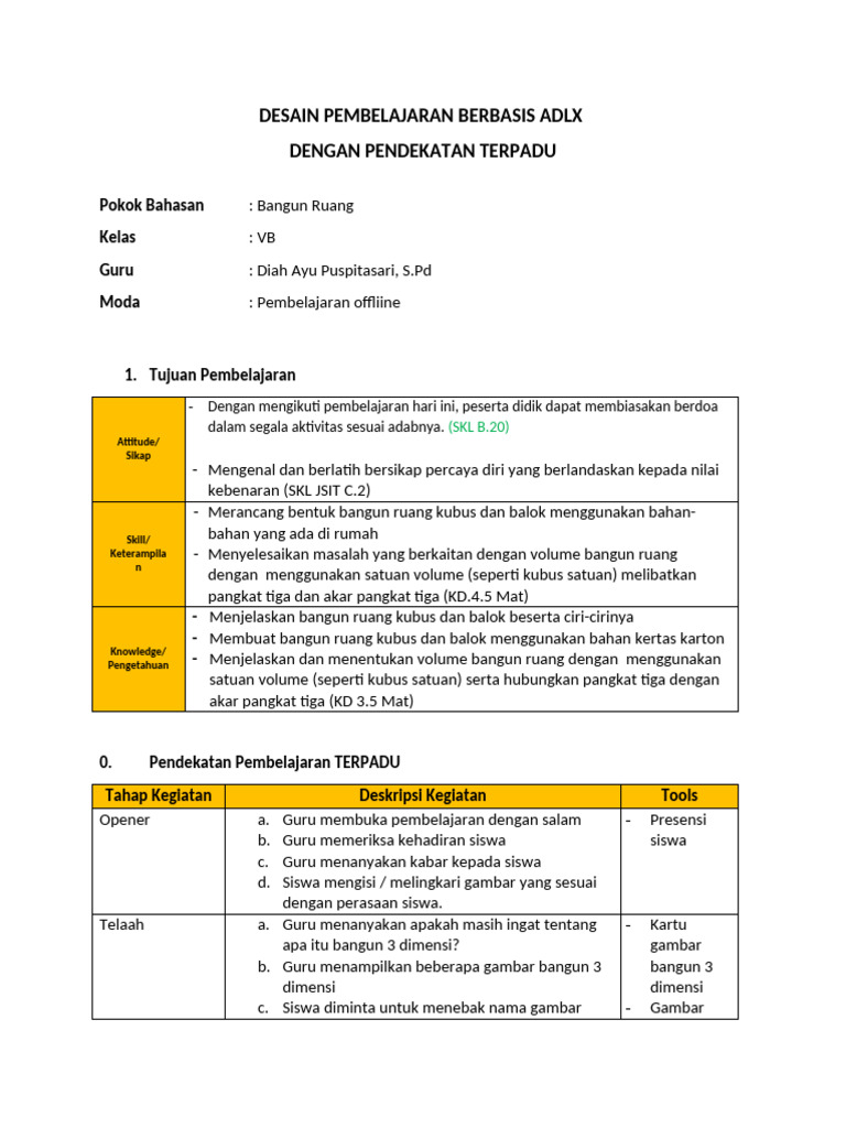 Diah Ayu Puspitasari 3.210 Desain Pembelajaran Terpadu Revisi | PDF