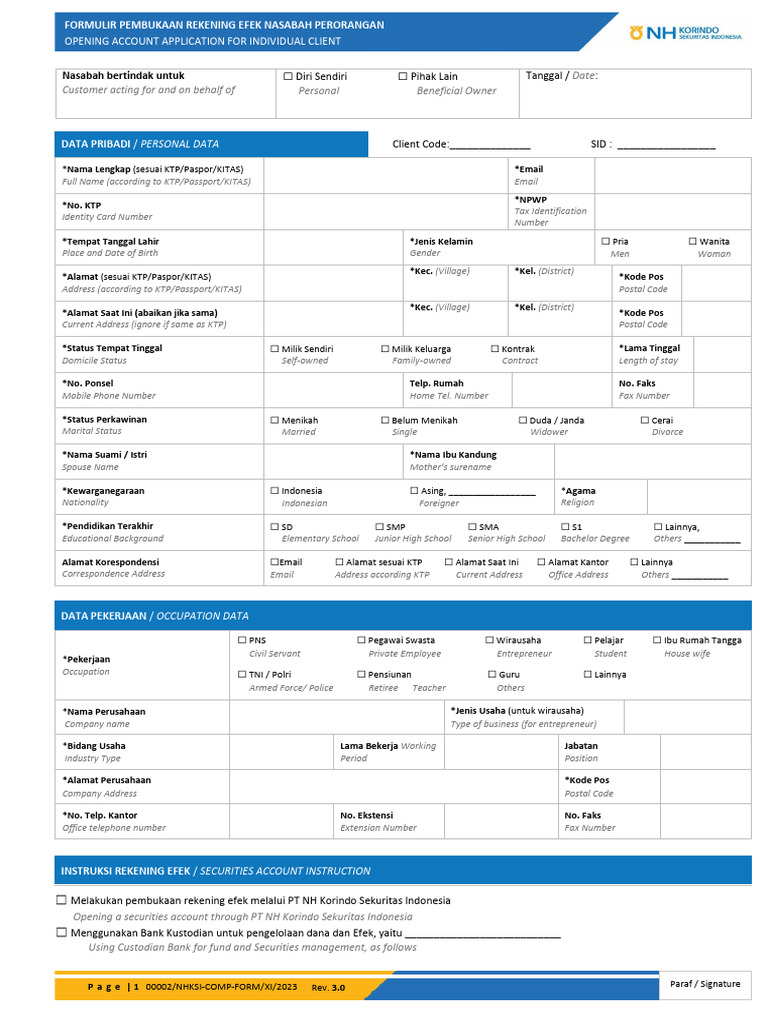 FPR Individu NHKSI-COMP-FORM 2024 | PDF