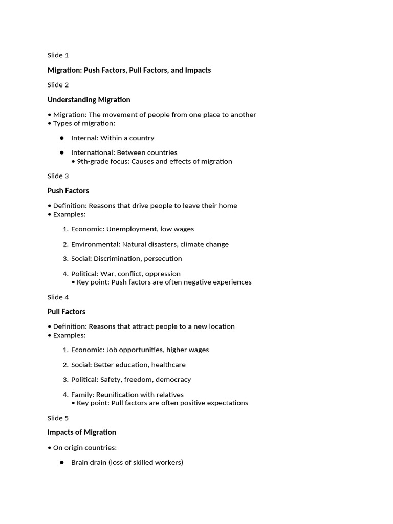 Migration: Causes, Effects, and Impacts | PDF