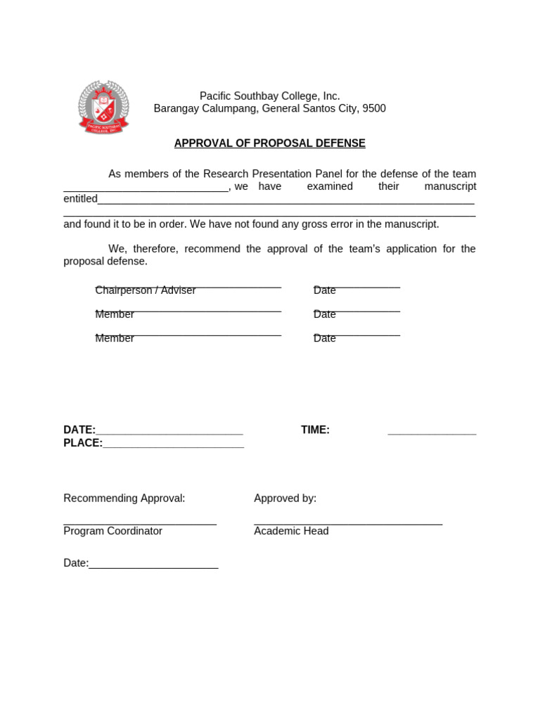 Proposal Defense Approval Document | PDF