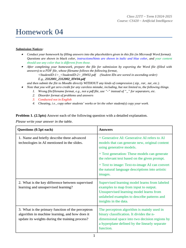 2425 CS420 22TT HW04 | PDF | Artificial Neural Network | Learning