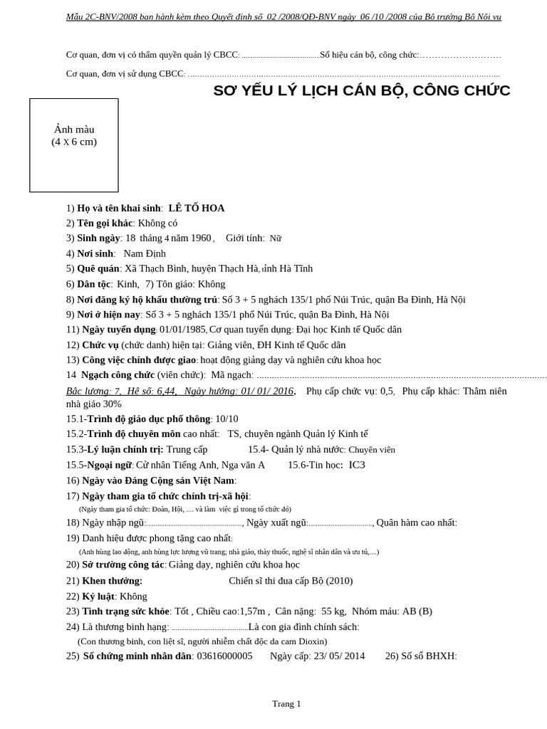 LLKH - Le To Hoa - 2017 | PDF