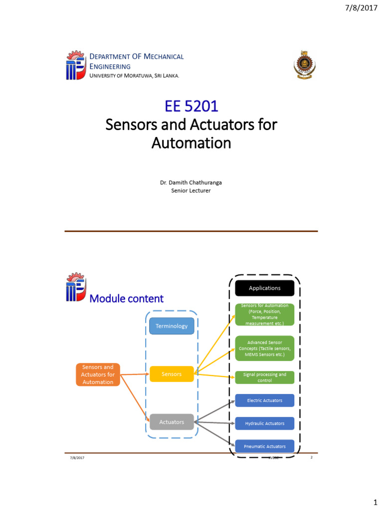Sensors and Actuators Lecture 2 | PDF | Sensor | Inductance